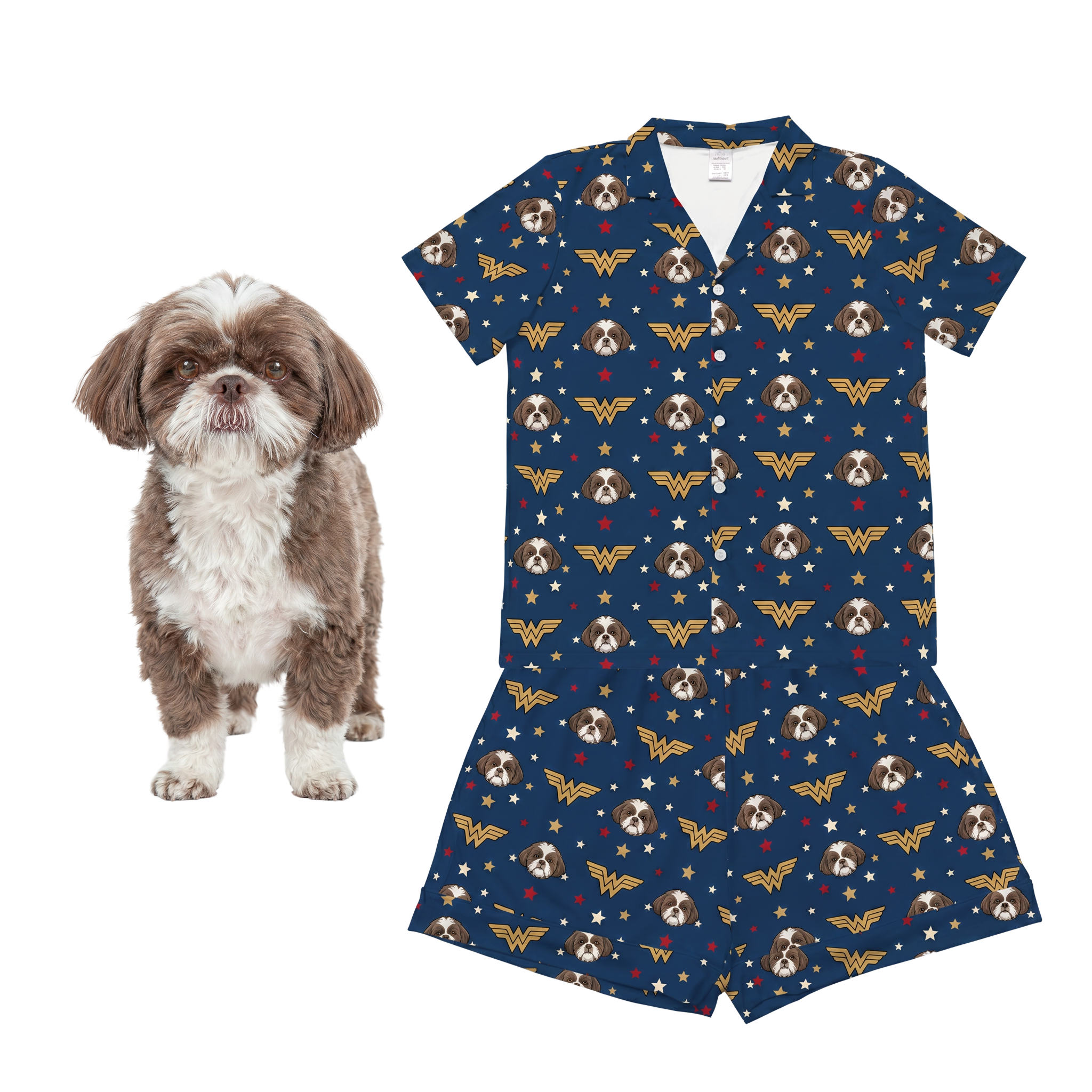 Kids Wonder Woman Pajamas with Your Pet's Face - Cuddle Clones