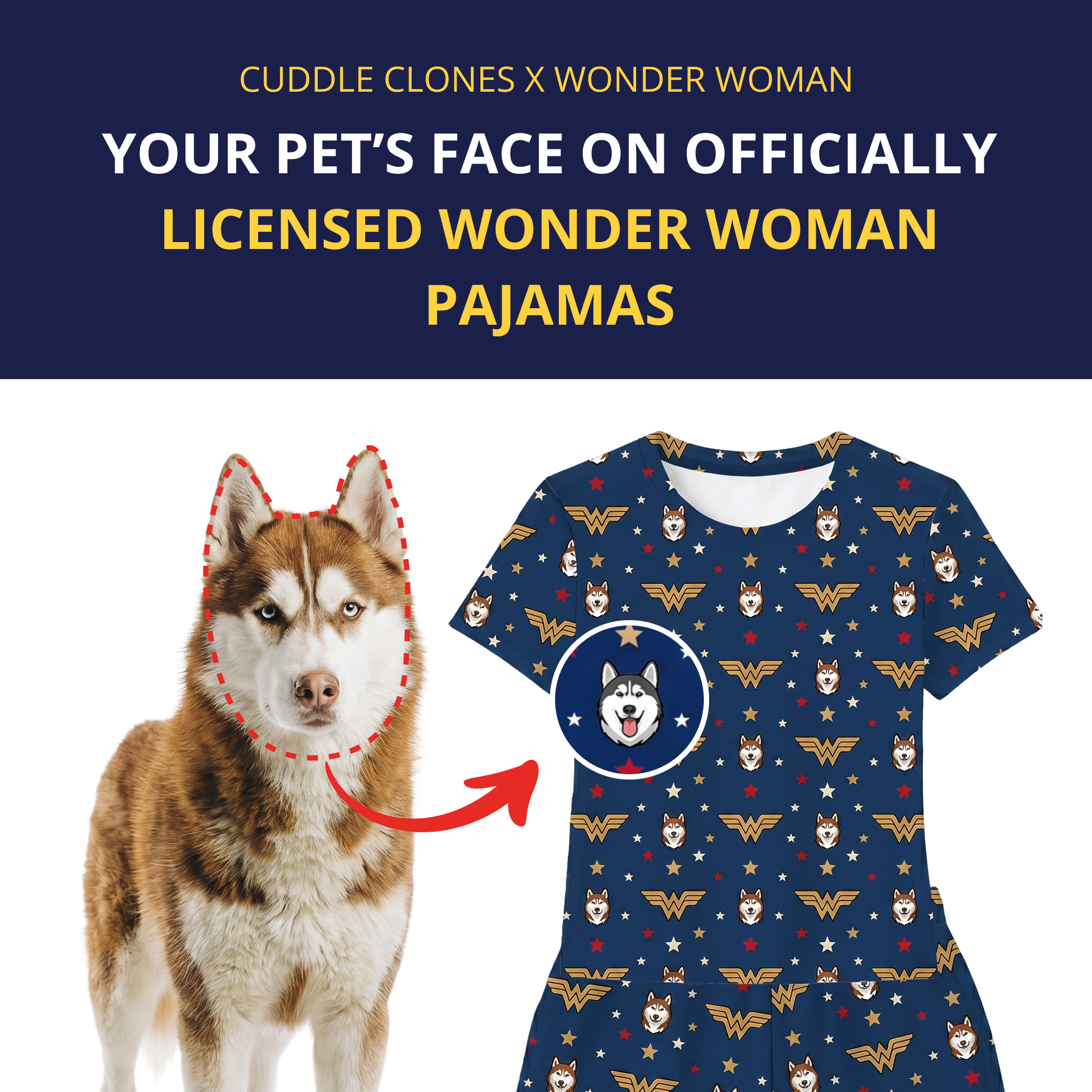 Wonder Woman Relaxed T-Shirt Set Pajamas with Your Pet’s Face - Cuddle ...