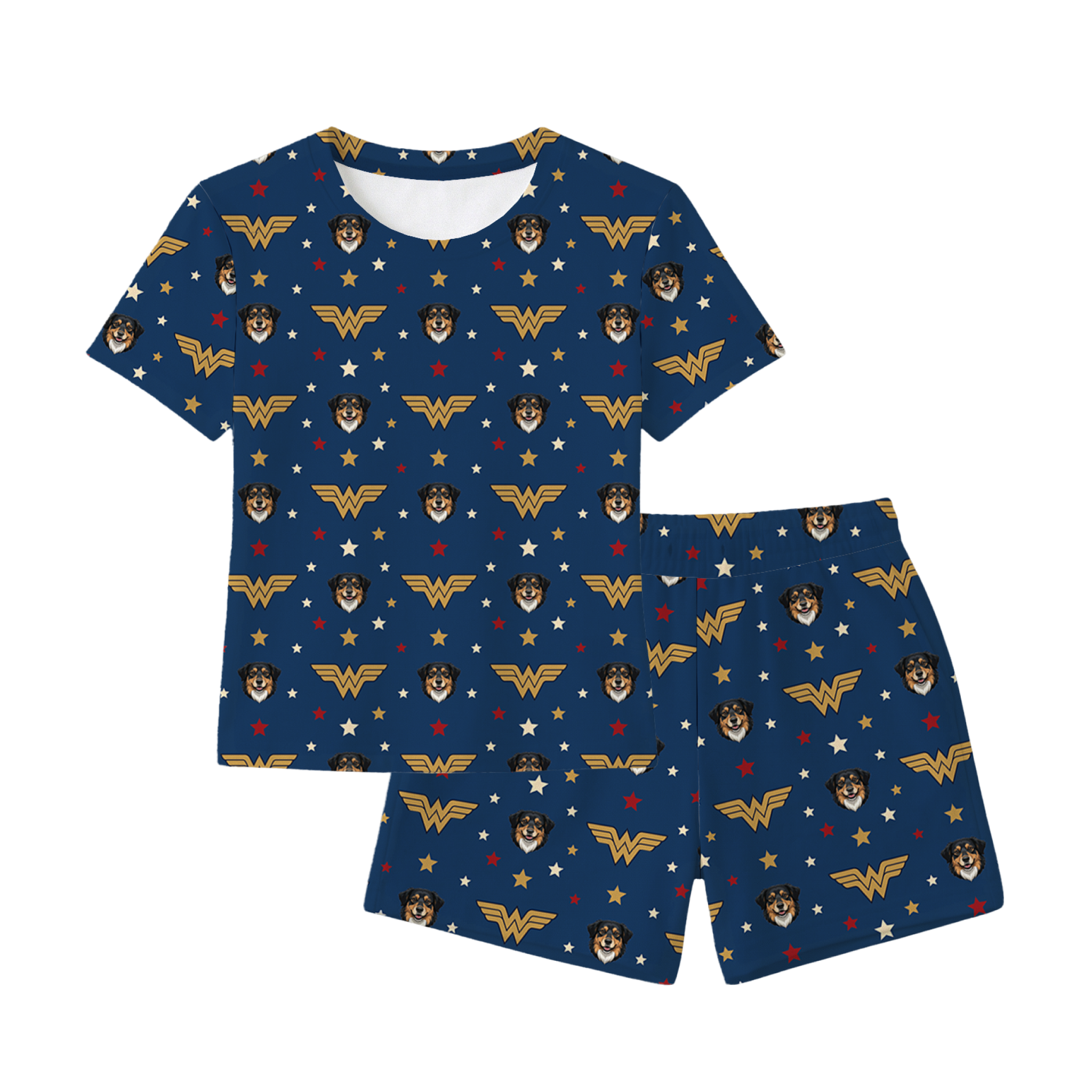 Wonder Woman Relaxed T-Shirt Set Pajamas with Your Pet’s Face - Cuddle ...
