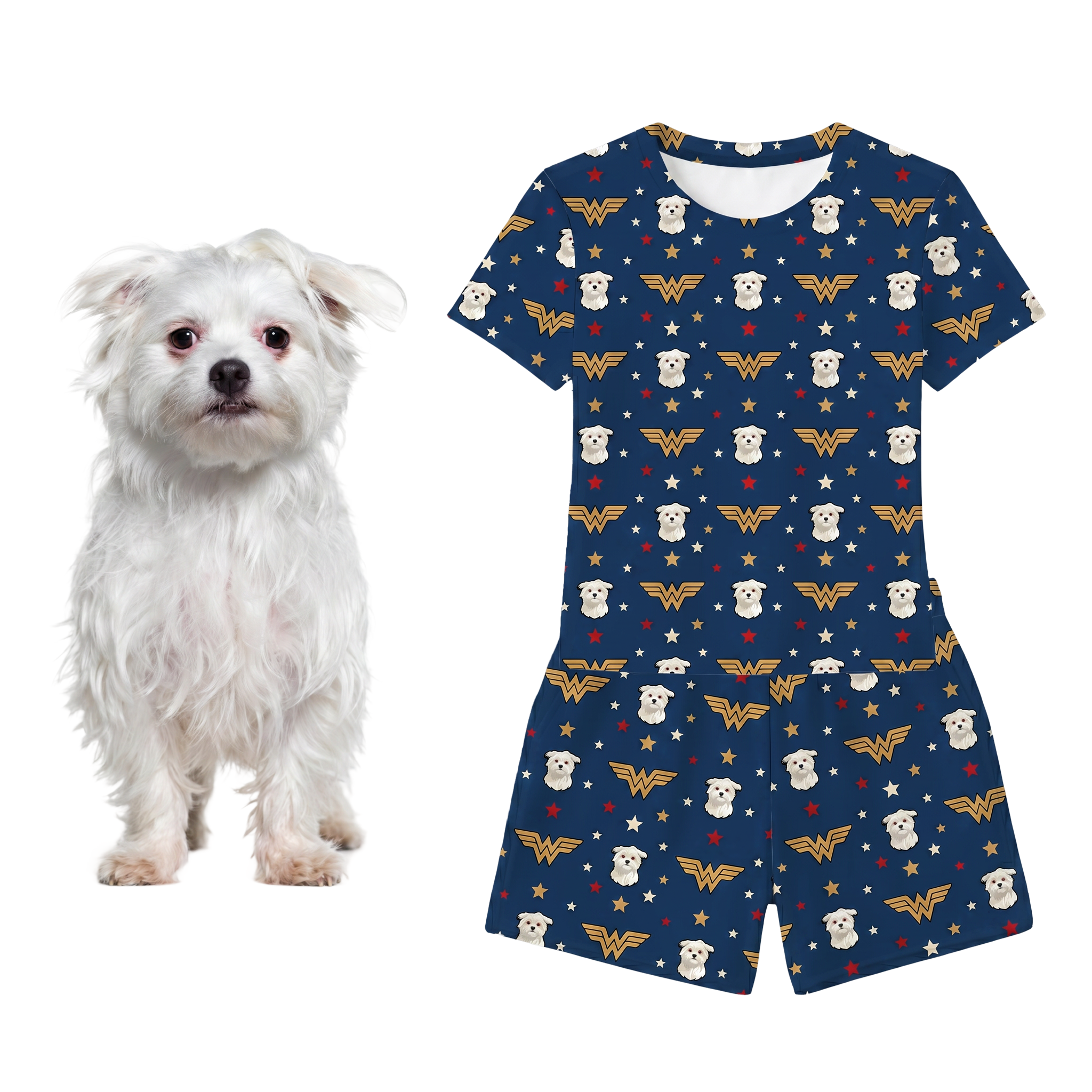 Wonder Woman Relaxed T-Shirt Set Pajamas with Your Pet’s Face - Cuddle ...